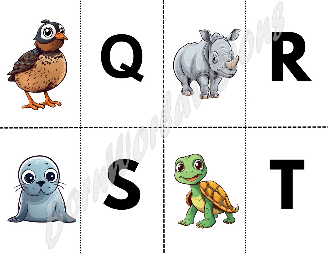 ABC Animals Printable Flashcards DIY Cutouts Bundle Printable Alphabet ...