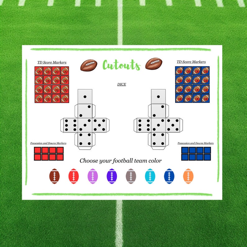 Roll A Touchdown Football Game, Printable Football Dice Game ...