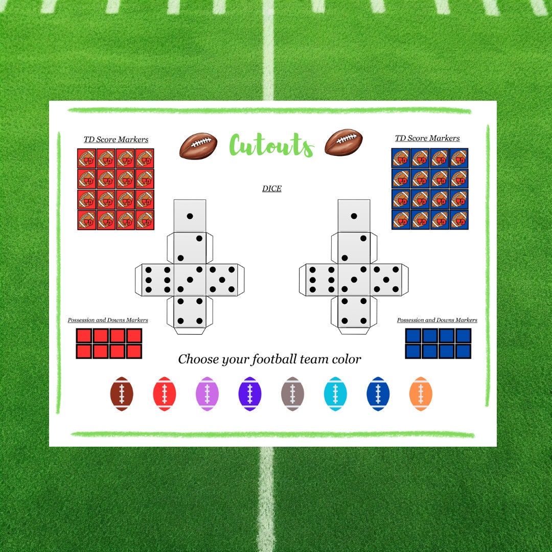 Roll A Touchdown Football Game, Printable Football Dice Game ...