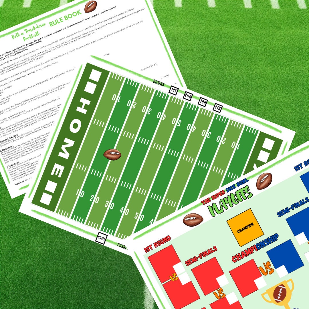 Roll A Touchdown Football Game, Printable Football Dice Game ...