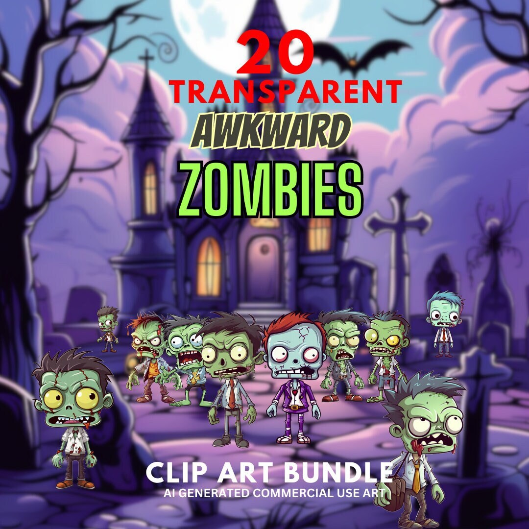 20 Zombie Male Clipart Halloween Activity DIY Decorations Cartoon ...