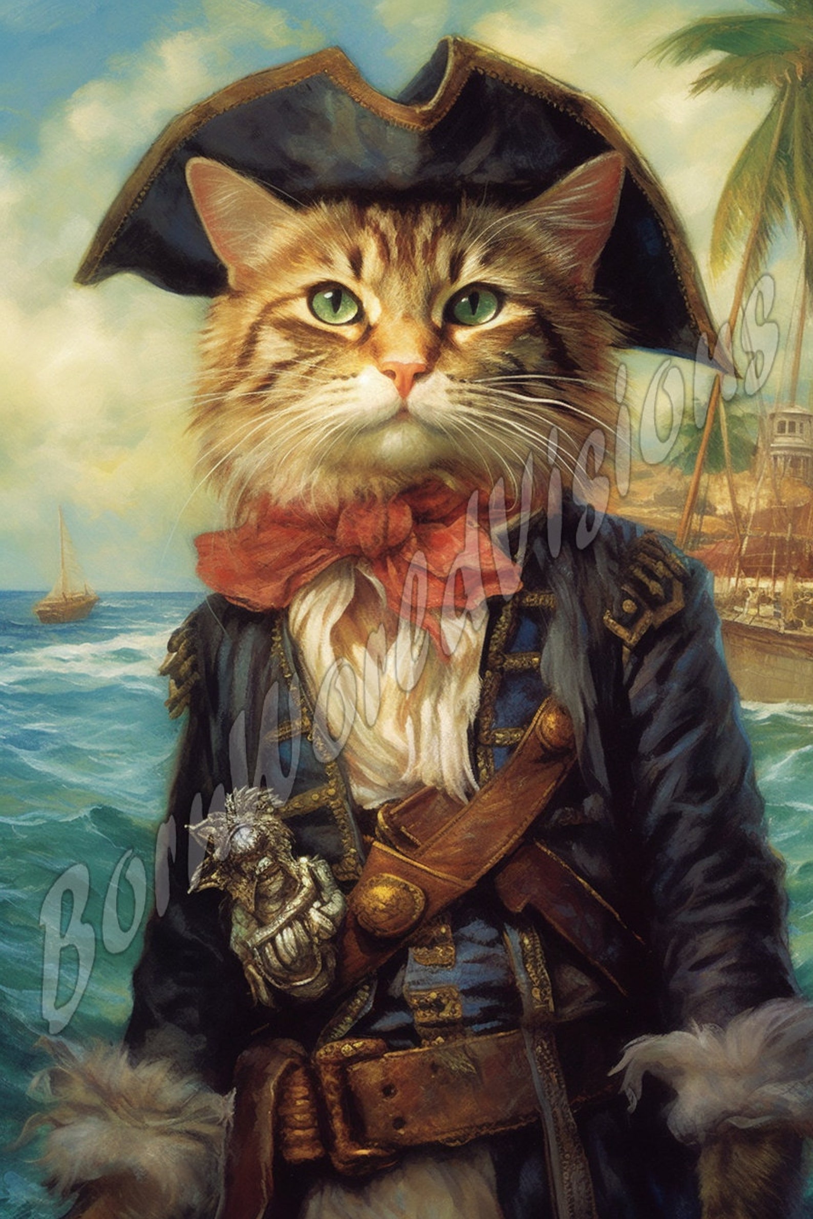 Pirate Cats DIY Poster Printable PNG Digital Art Bundle Commercial Use ...
