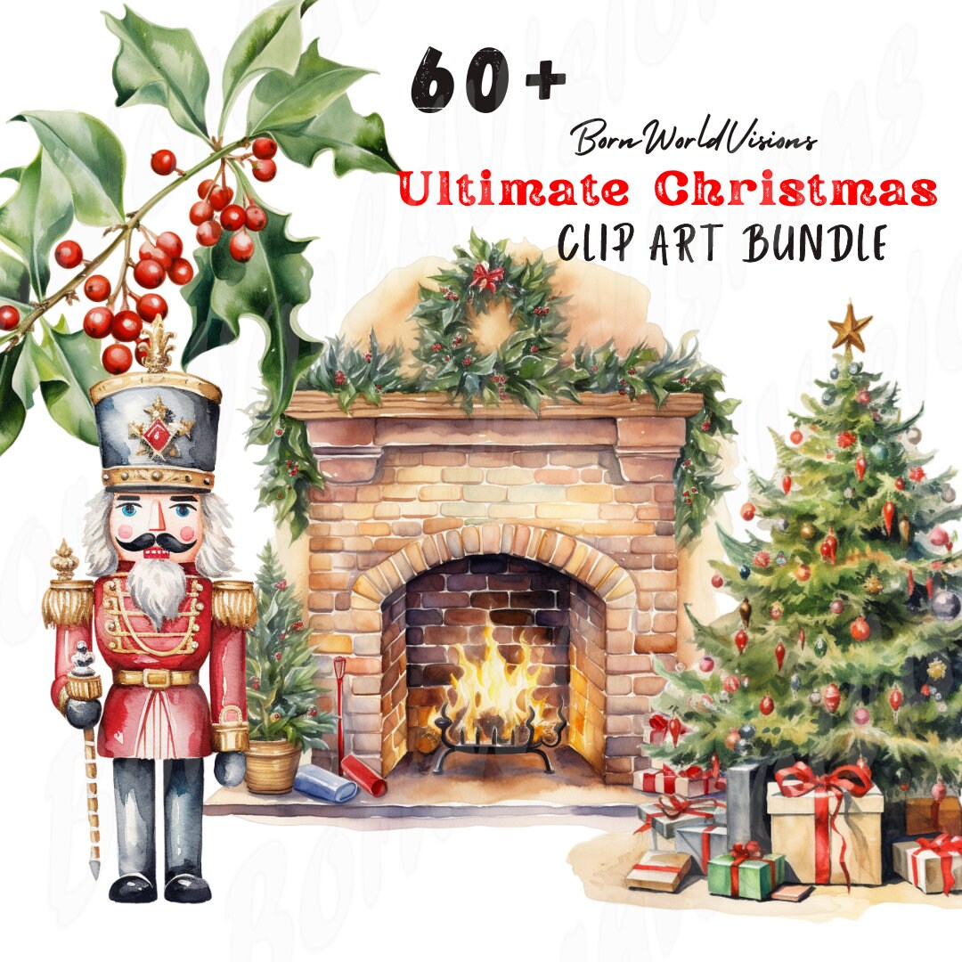 Festive Christmas Clip Art Elements Ultimate Bundle Set Featuring Santa ...