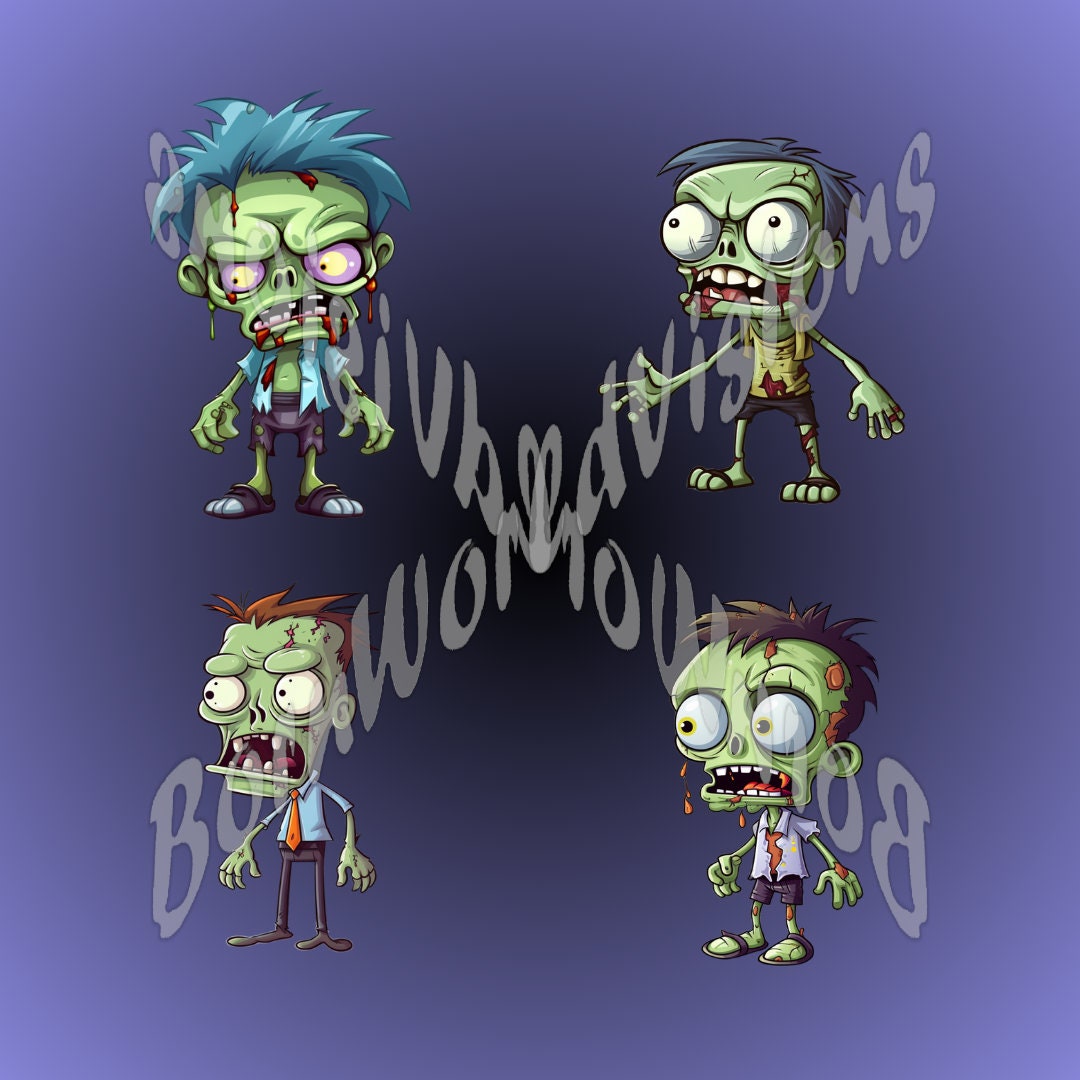 20 Zombie Male Clipart Halloween Activity DIY Decorations Cartoon ...