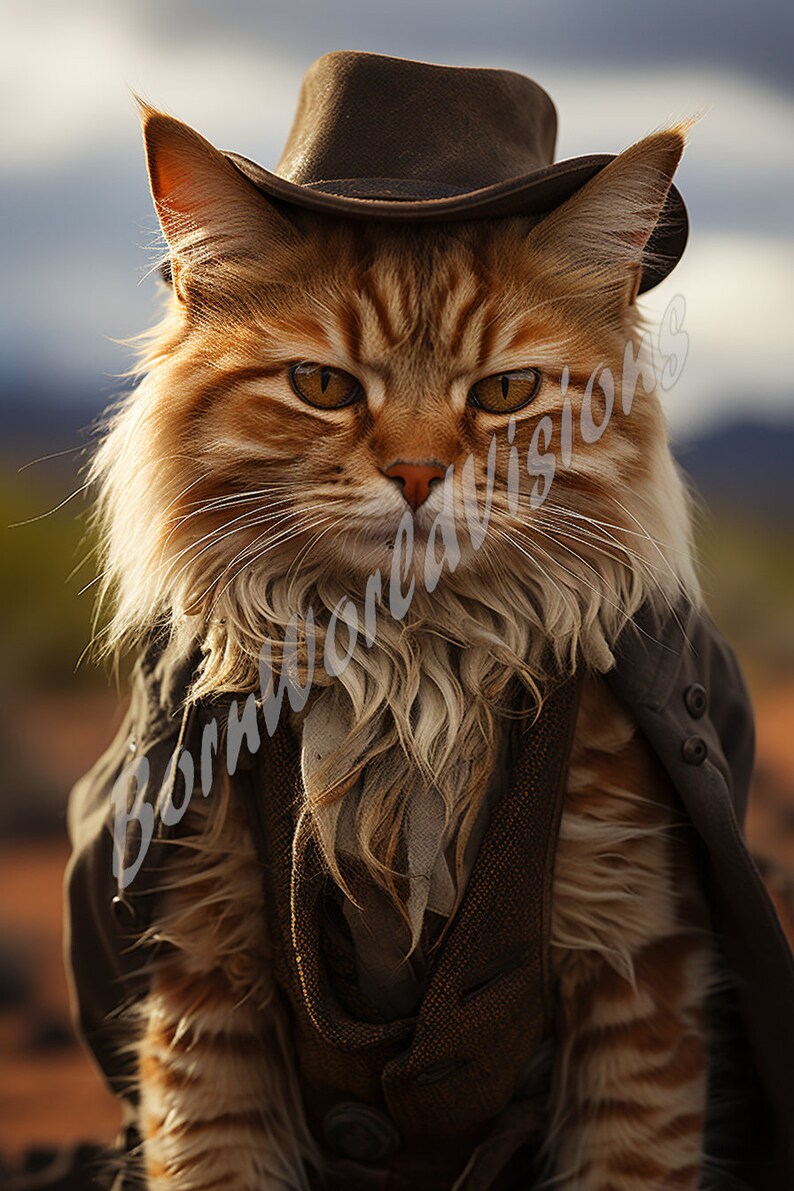 Cowboy Cats DIY Poster Printable PNG Digital Art Bundle Commercial Use ...