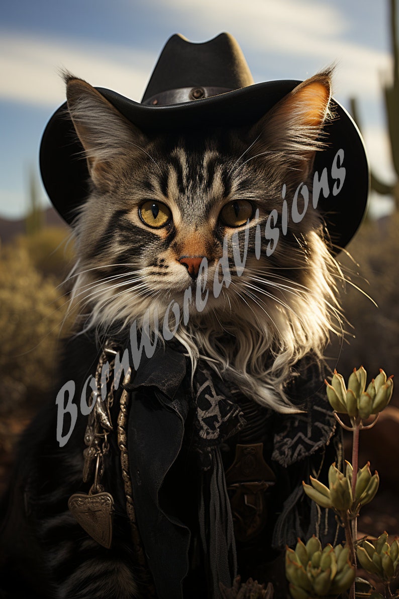 Cowboy Cats DIY Poster Printable PNG Digital Art Bundle Commercial Use ...