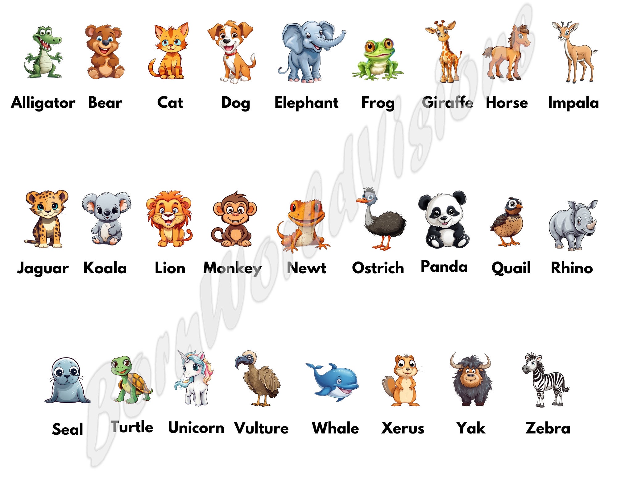 ABC Animals Printable Flashcards DIY Cutouts Bundle Printable Alphabet ...