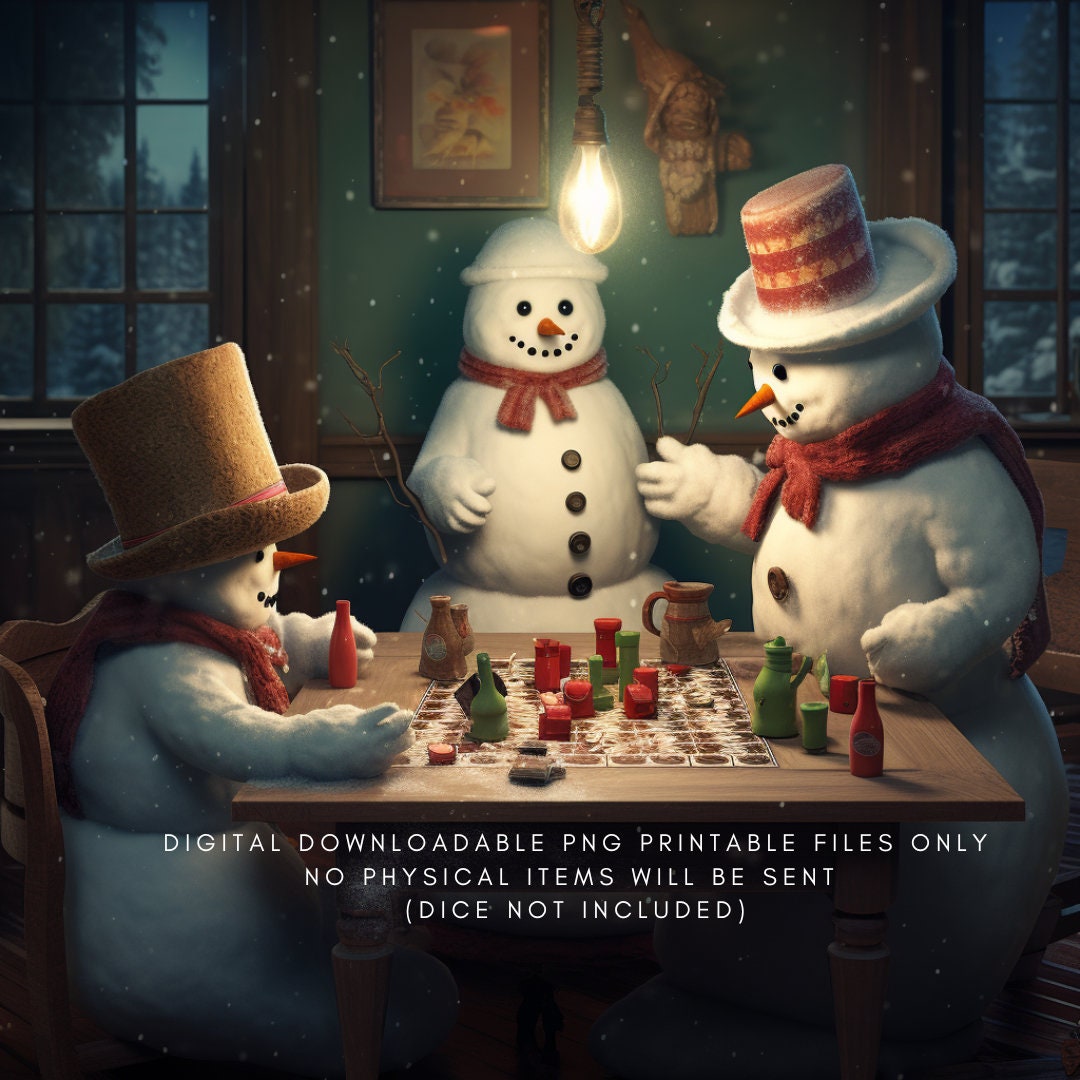 Roll A Snowman Game Printable Christmas Dice Game Winter Drawing Game ...