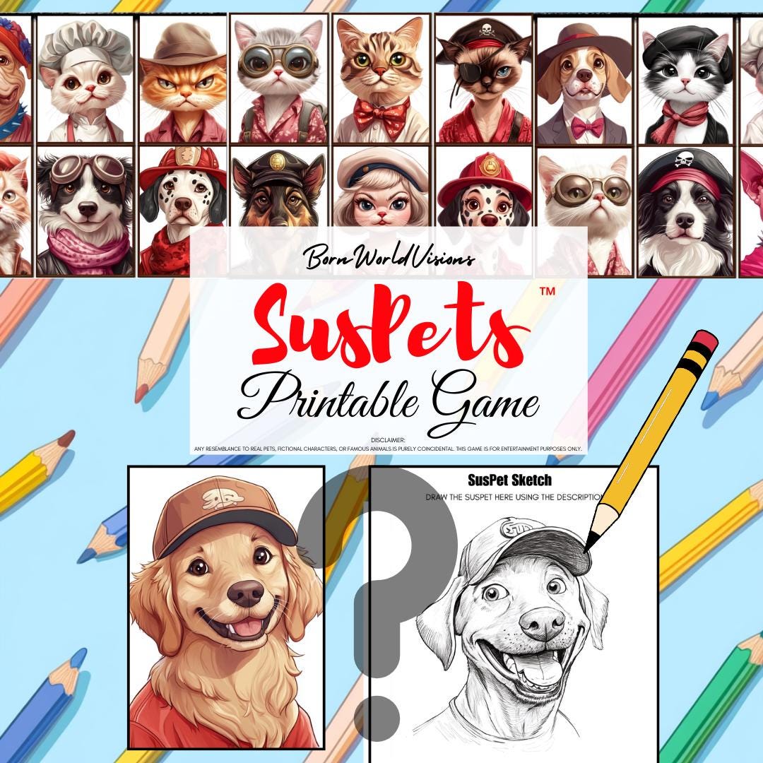 Suspets Drawing Game Printable Files for Game Night Activities, Family ...
