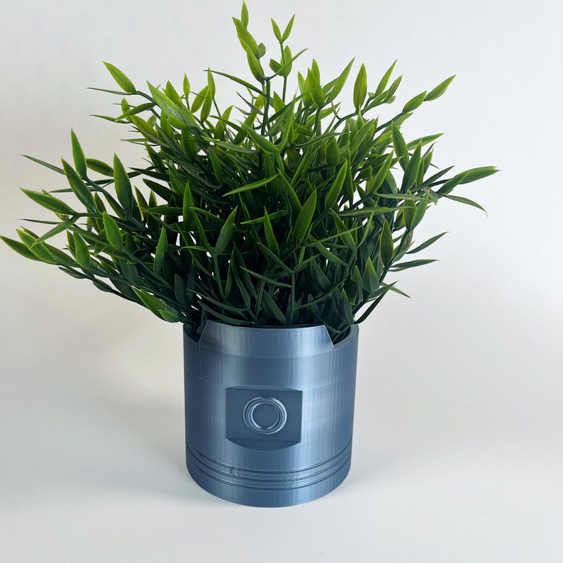 Piston Planter - Metallic Gray Car Piston Pot, Man Cave Decor - Etsy