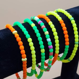 Neon Stretch Bracelets, Set of 7, Each With a Different Pattern/color ...