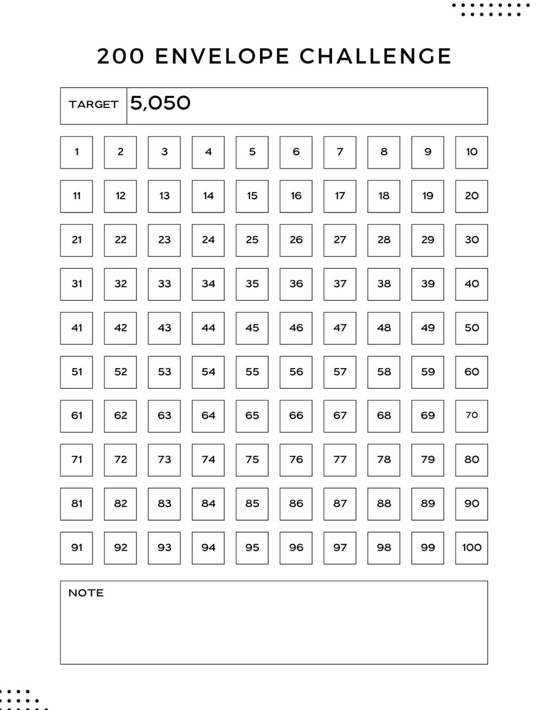 200 Envelope Challenge - Etsy