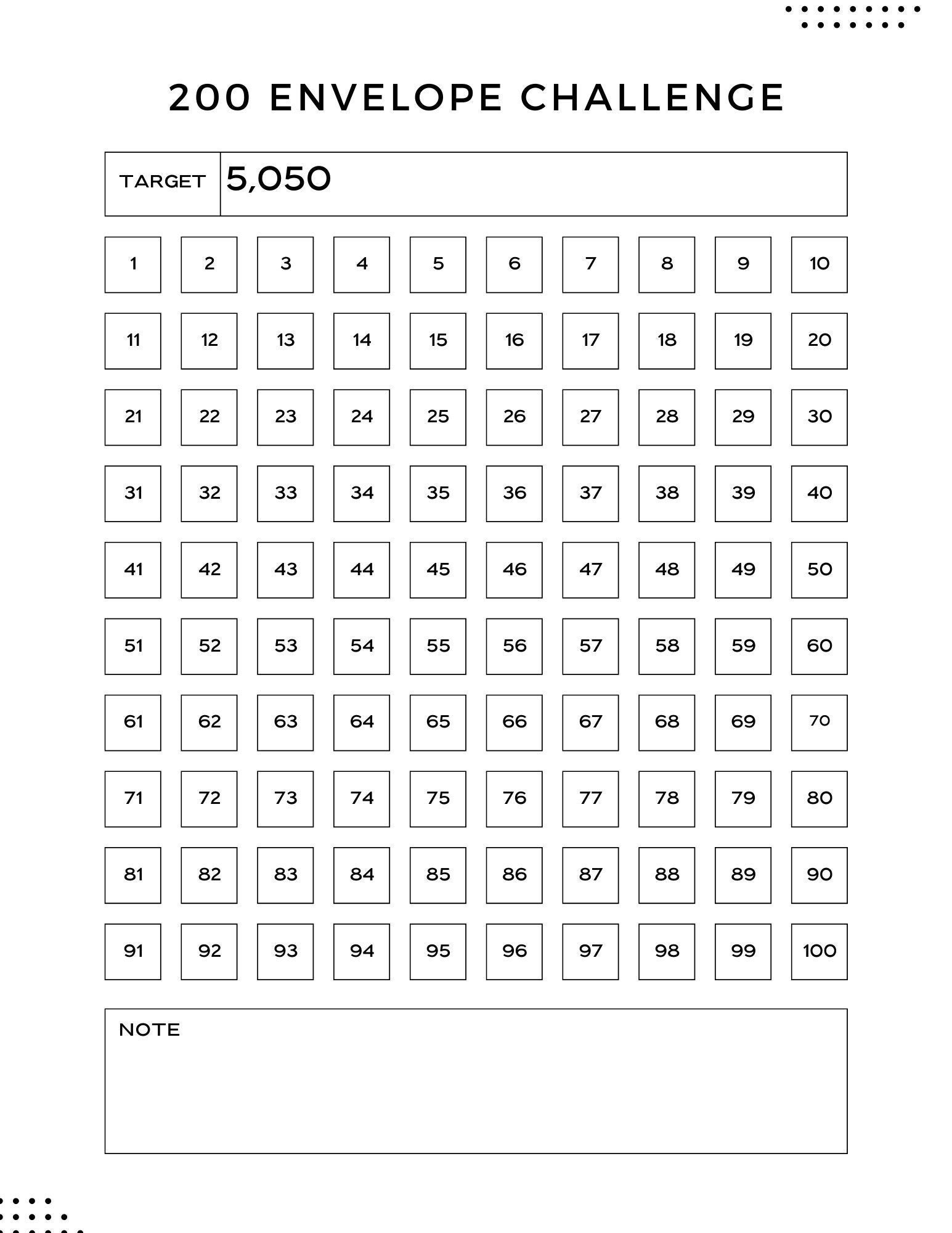 200 Envelope Challenge - Etsy