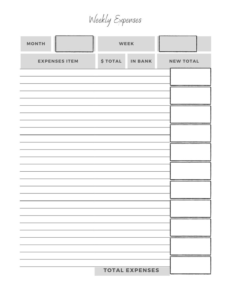 Weekly Expenses Template - Etsy