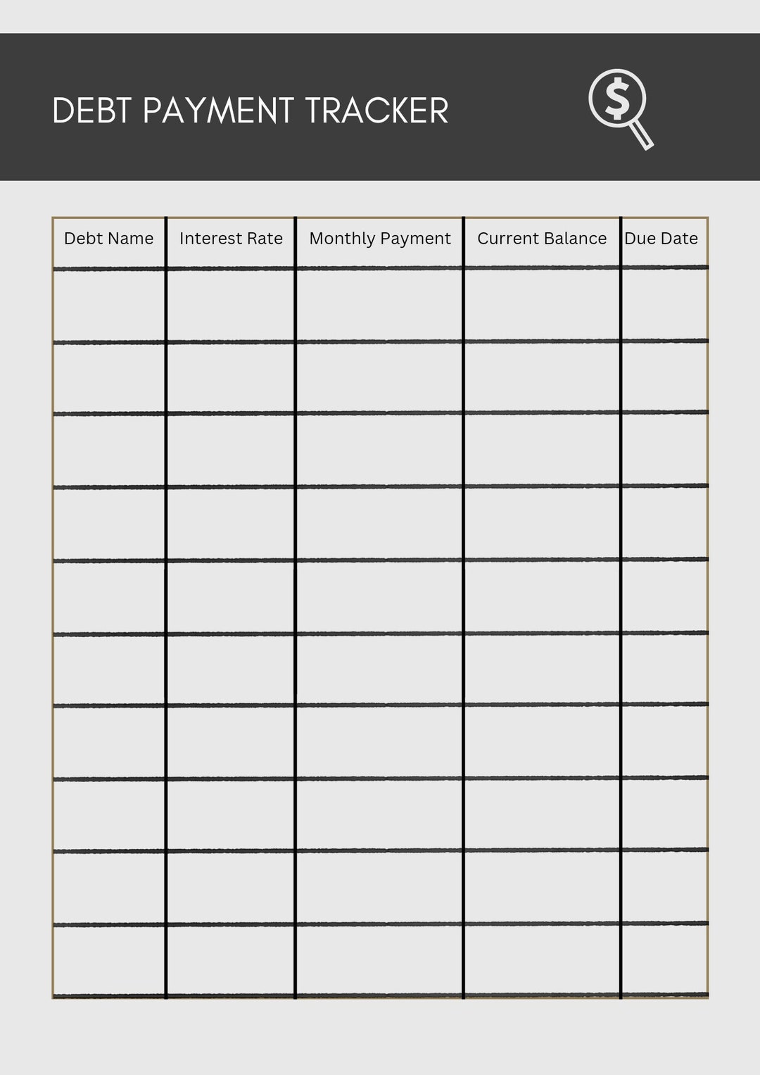 Debt Payment Tracker - Etsy