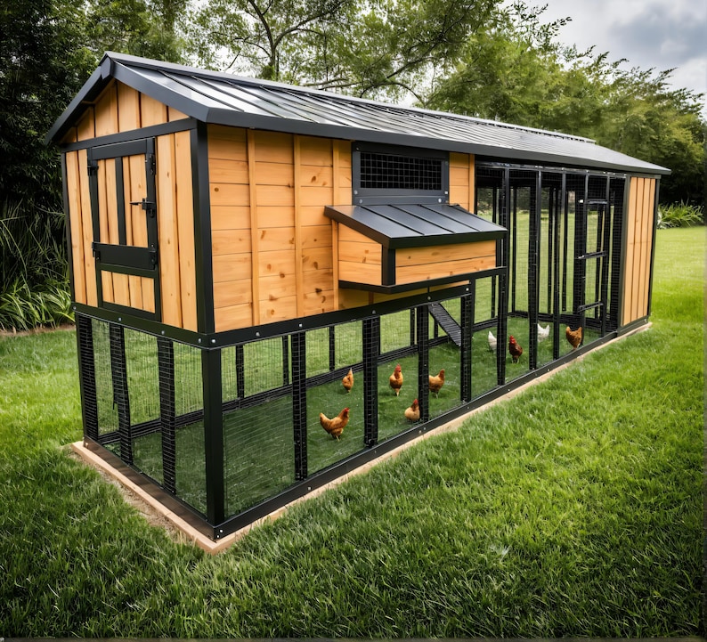 Chicken Coop & Run Enclosure Building Plans | Walk in Secure Backyard ...