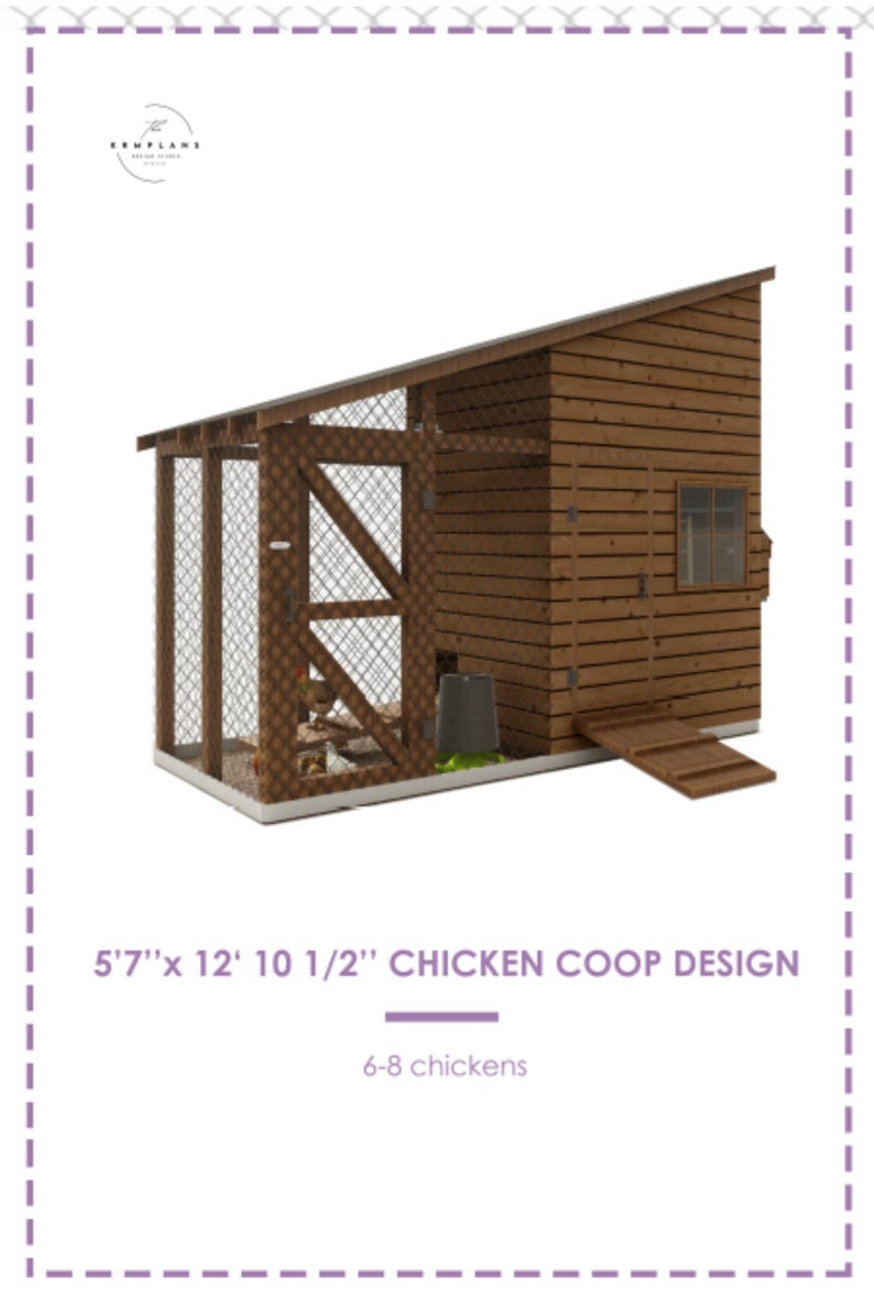 Chicken Coop Plans With Run for 6-8 Hens, Easy Clean Walk-in Design ...