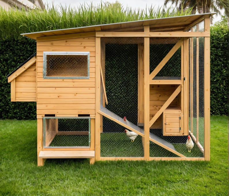 Walk-in Chicken Coop Plans With Run for 4-10 Chickens , Small Farm PDF ...