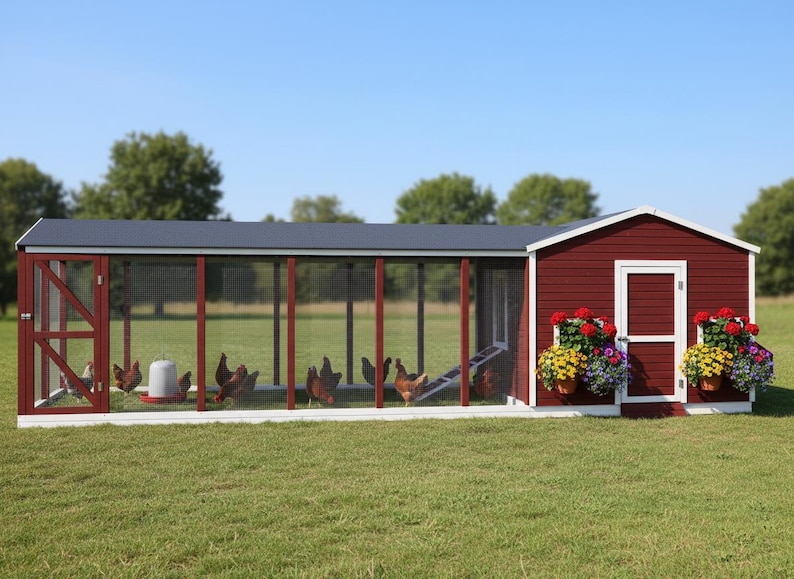 20-24 Chicken Coop & Enclosure Plans: DIY Wood - Material List Included ...