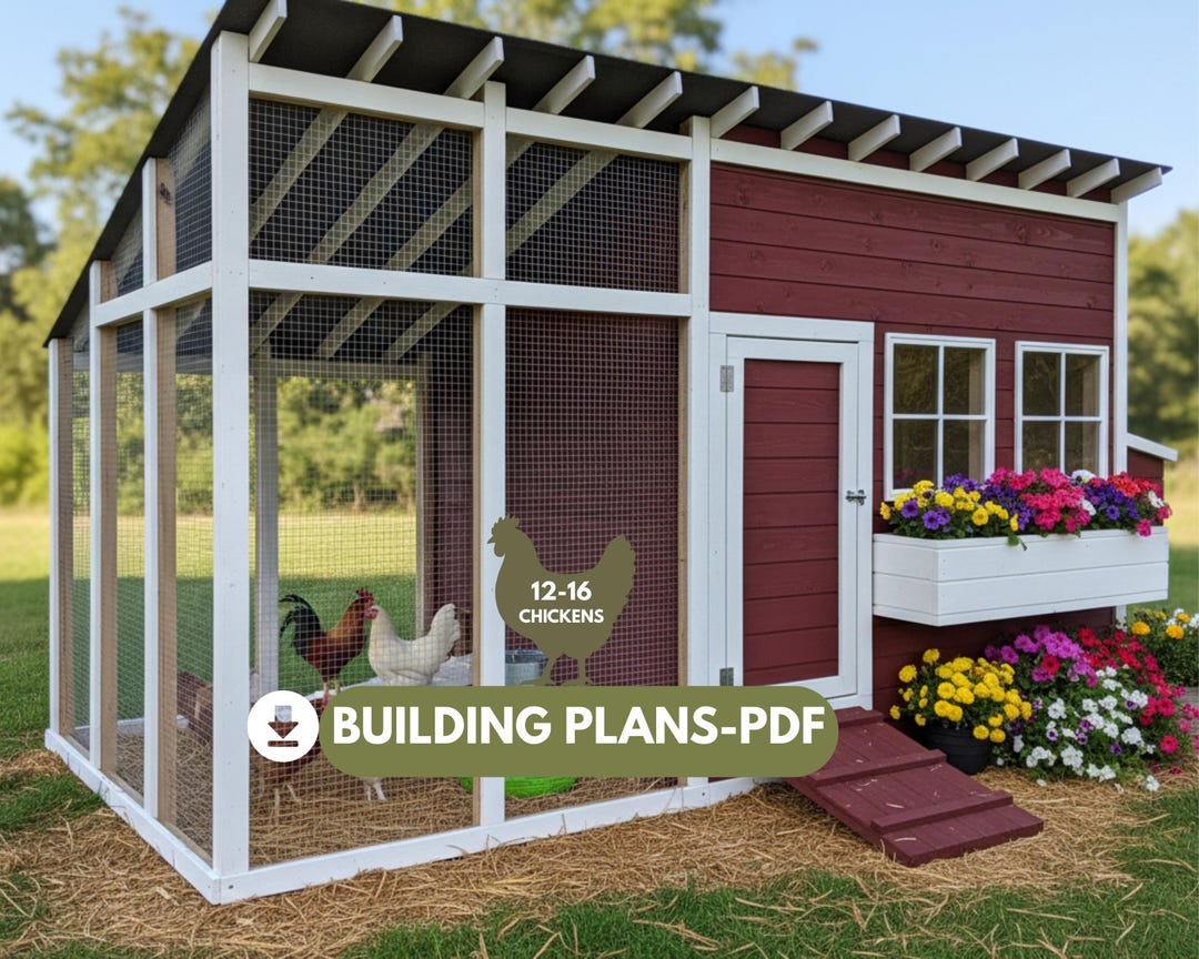 Modern Coop Plans: 12-16 Chickens - DIY Woodworking Blueprints With ...