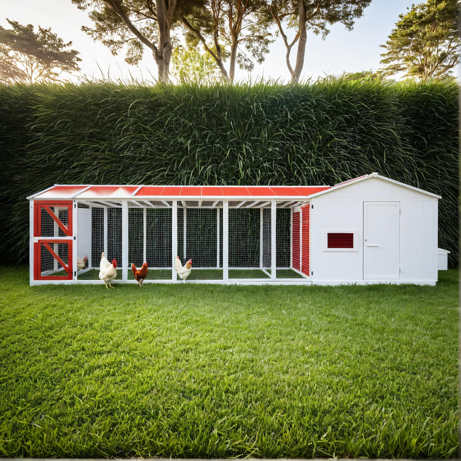 8'x 32' Wooden Chicken Coop With Enclosure, DIY Chicken Coop, Material ...