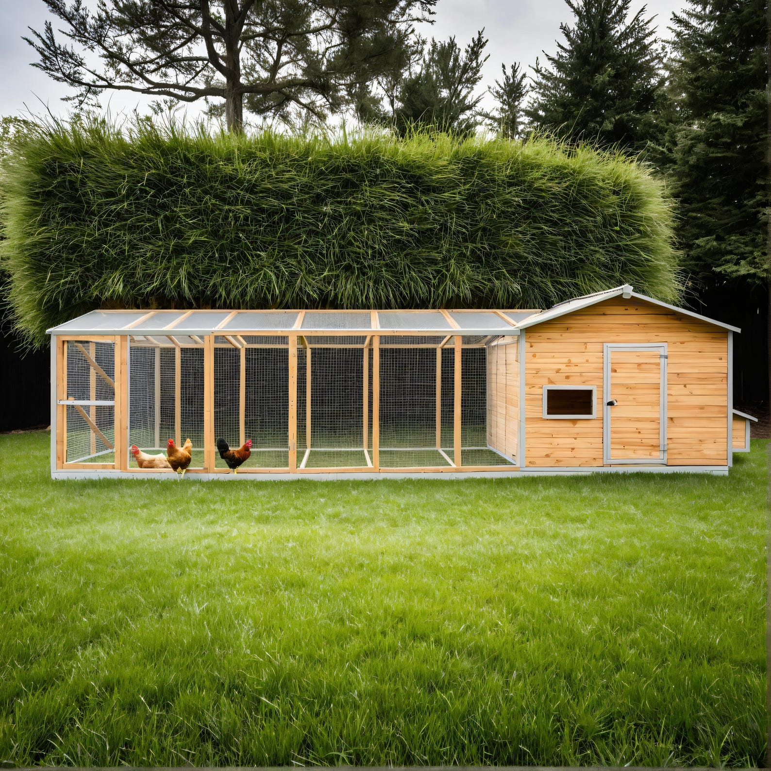 8'x 32' Wooden Chicken Coop With Enclosure, DIY Chicken Coop, Material ...