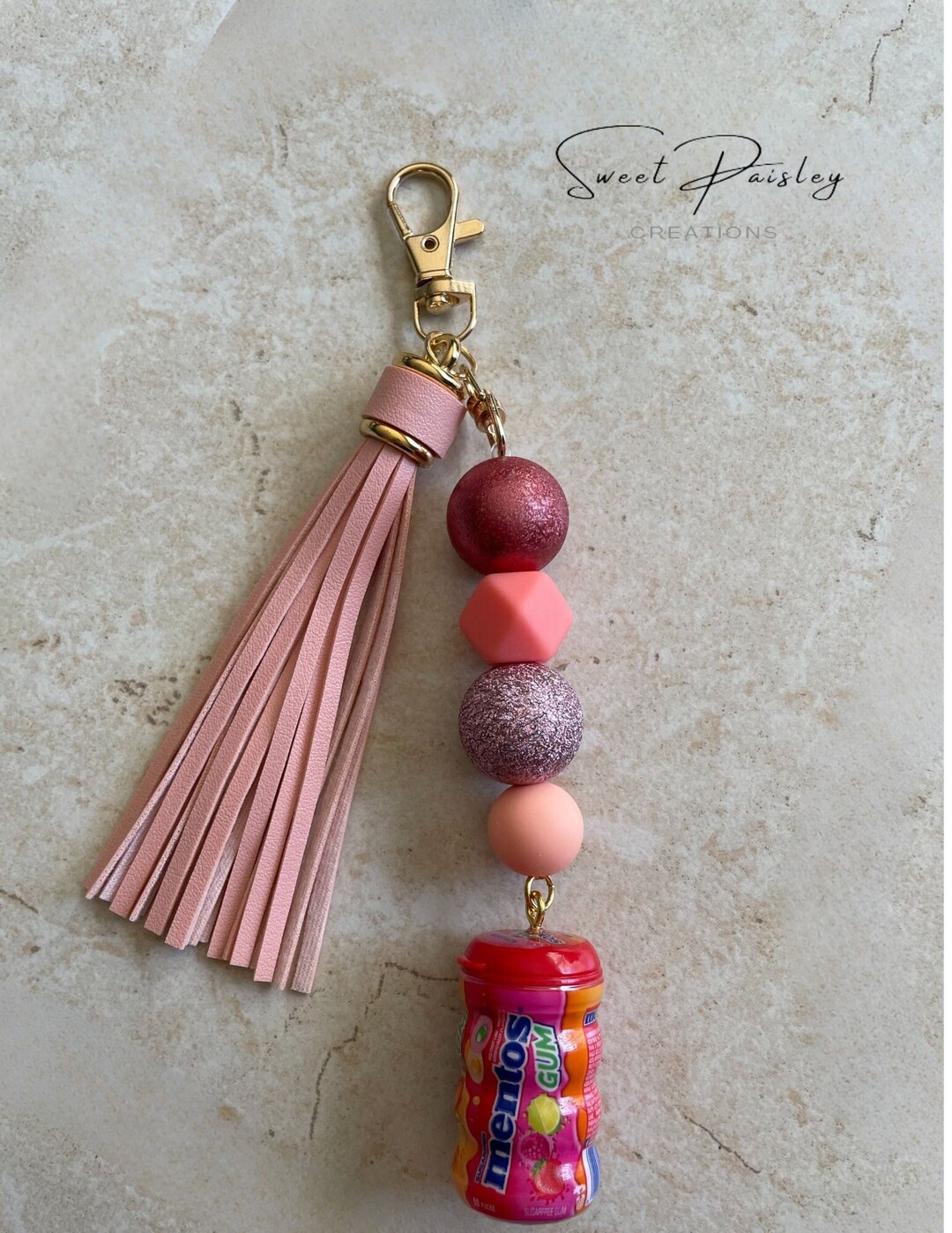 Mentos Gum Keychain With Tassel | Pink Mini Brands Miniature - Etsy