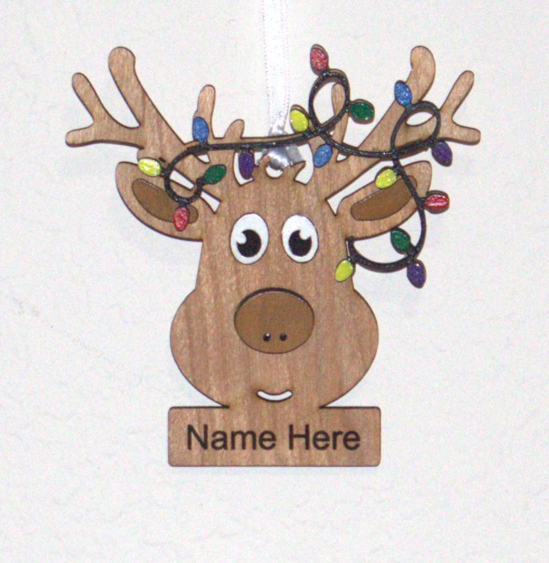 Christmas Reindeer Ornament (personalized) for Tree, Gift Tags - Etsy
