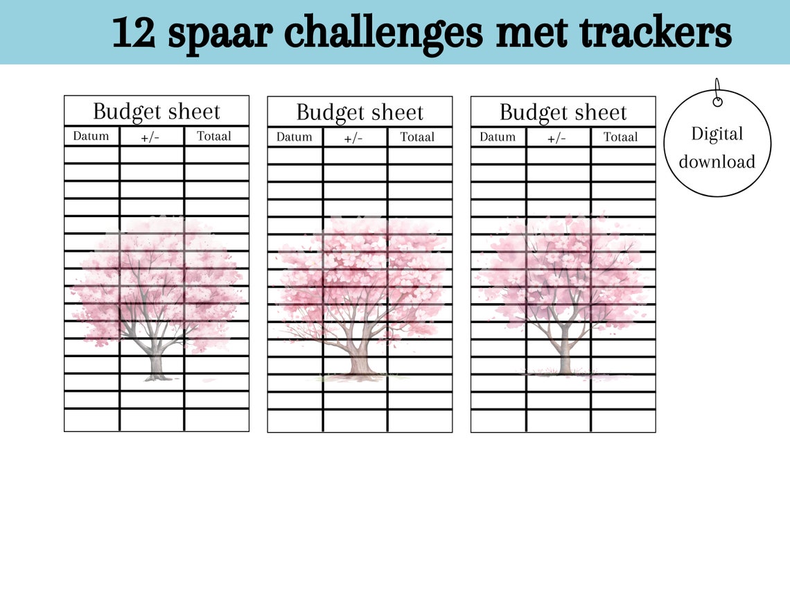 Set challenges voor cash stuffing, euro sparen, spaar spellen ...