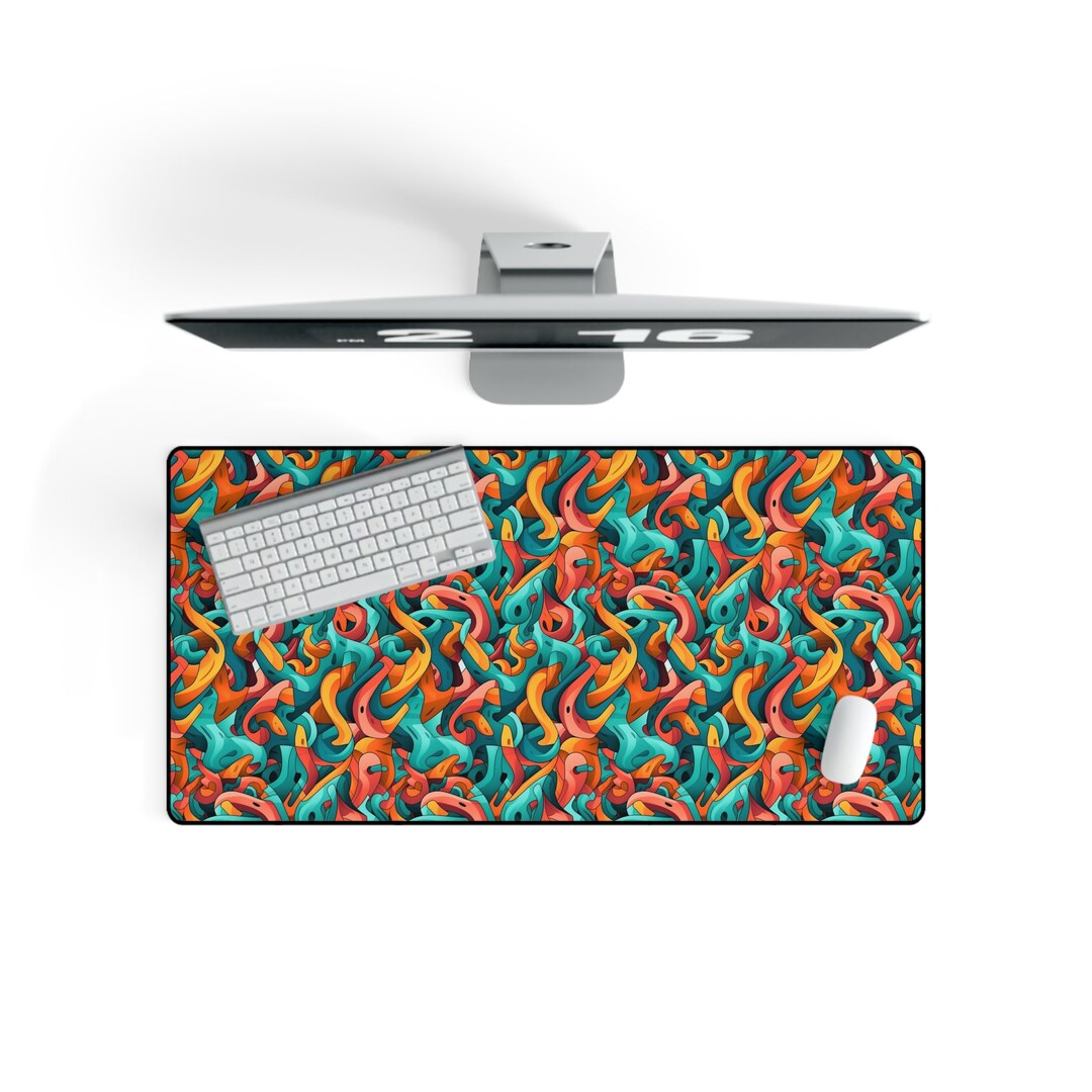 Trippy Graffiti Desk Mat, Large Desk Pad for Gaming, Kawaii Witch Desk ...