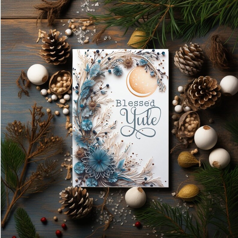 Yule Botanical Blessings Greeting Card / Download Digital Printable ...