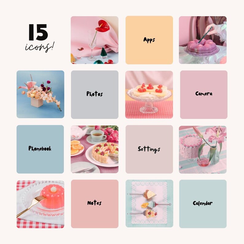 15 Cut Out Icons Icon Set Creative Pastel Color Illustration IOS Icon ...