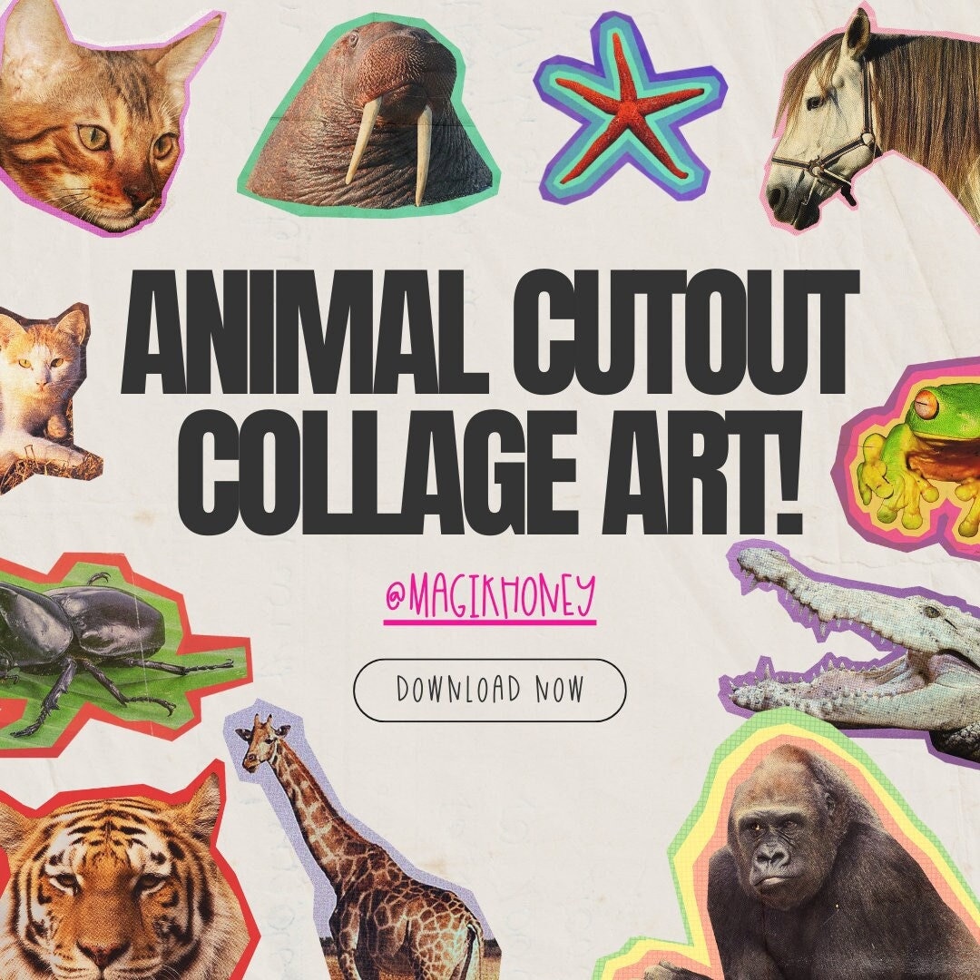 Animal Cutout Collage Art Digital Download Pack of 45 Animals PDF - Etsy