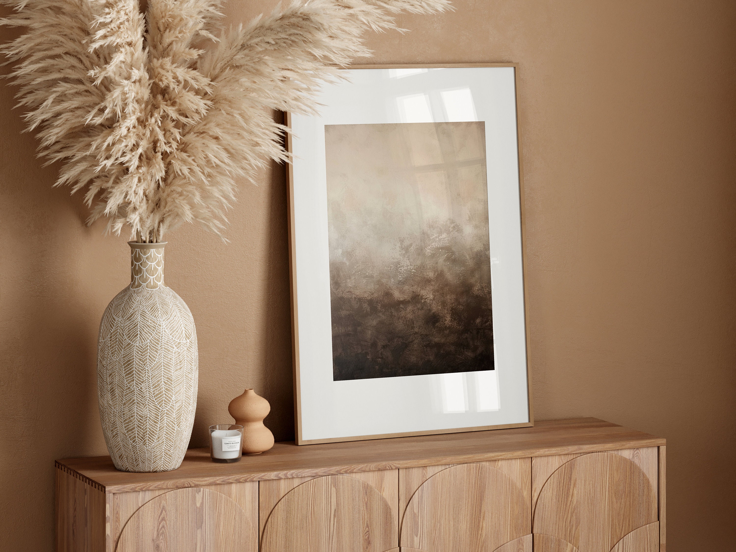 Earthy Abstract Texture Wall Art, Dark Brown Set of 2, Moody Brush ...