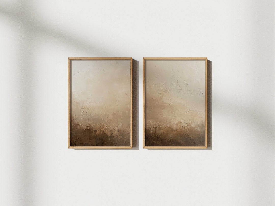 Earthy Abstract Brown Texture Wall Art, Dark Brown Set of 2, Modern ...