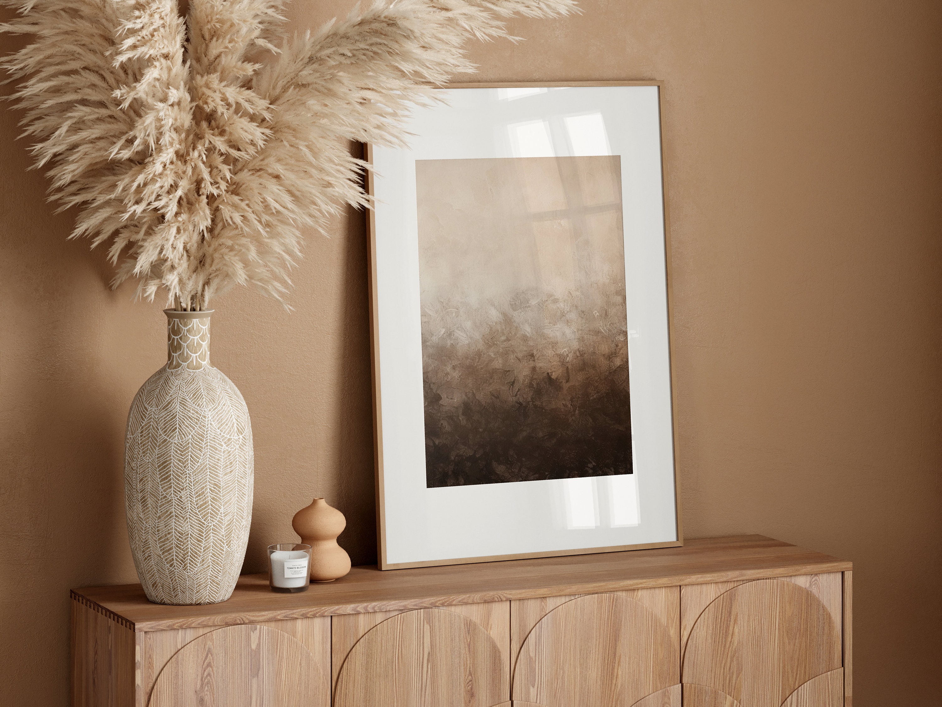 Earthy Abstract Texture Wall Art, Dark Brown Set of 2, Moody Brush ...