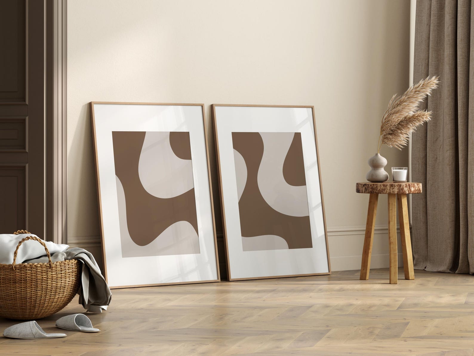 Dark Brown Squiggle Wall Art Print, Wavy Lines Printable, Groovy Poster ...