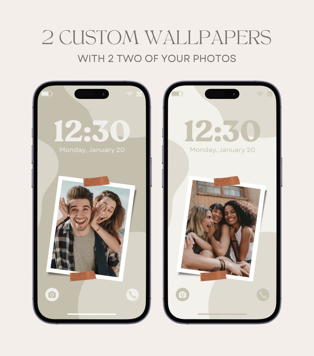 Custom Photo iPhone Wallpaper, Aesthetic Boho Phone Wallpaper, Custom ...