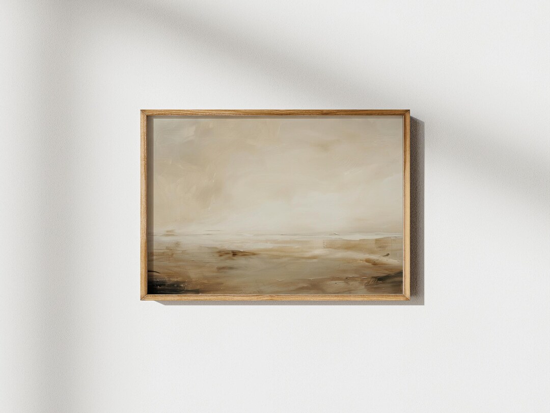 Neutral Abstract Landscape Oil Painting, Modern Earth Tone Organic Wall ...