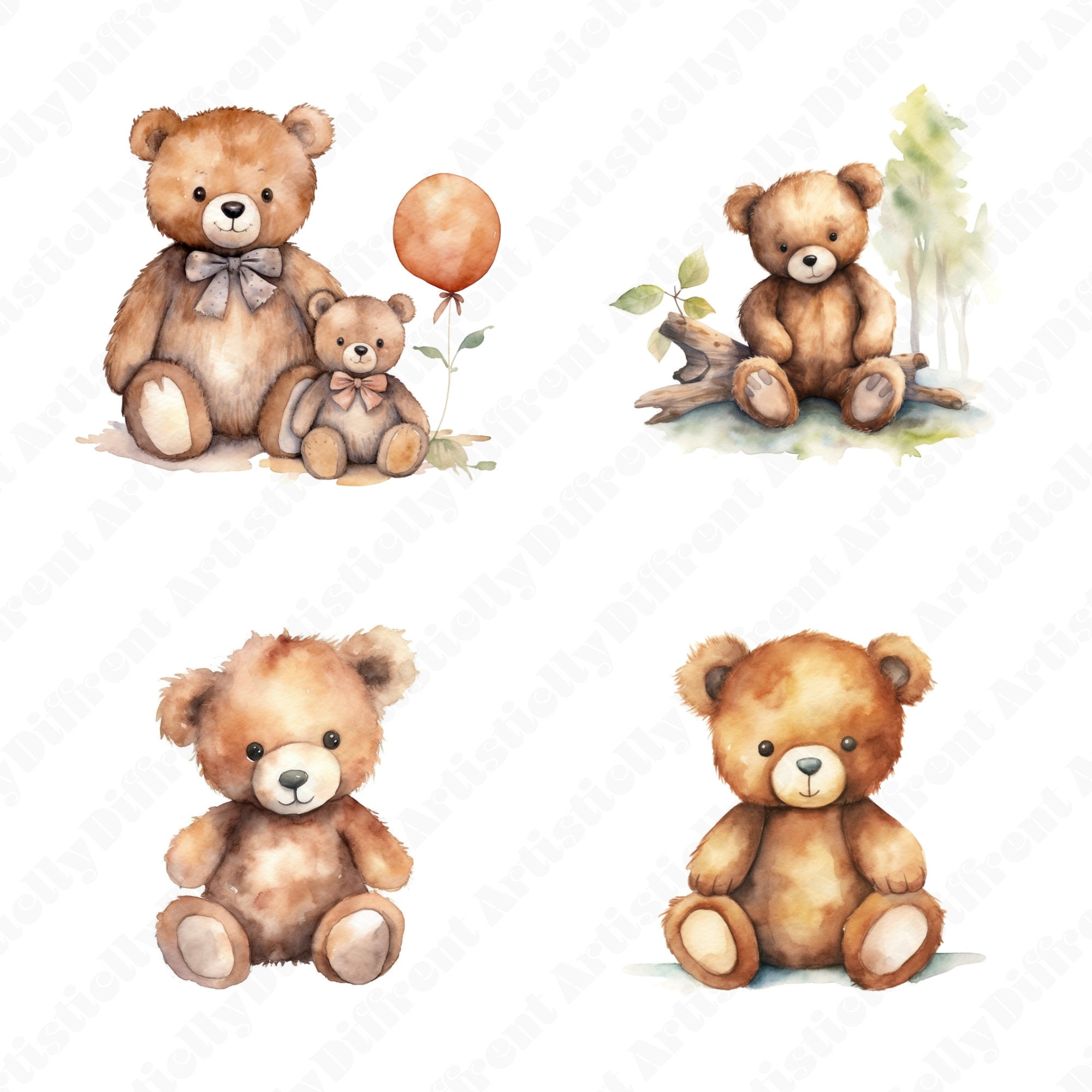 Teddy Bears | Brown Teddy Bear Clipart | JPG | Instant Download ...