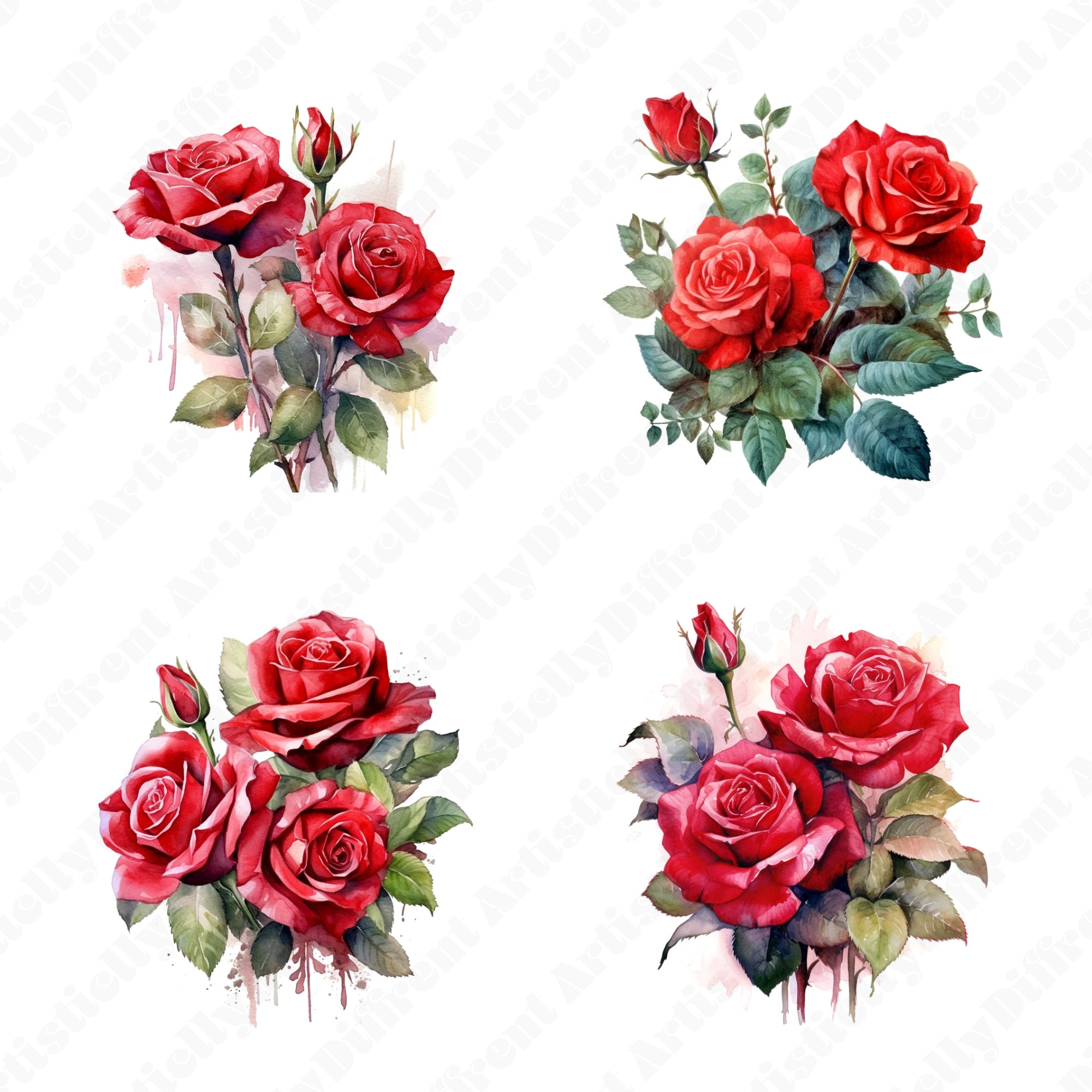 Red Roses | Red Roses Clipart | JPG | Instant Download | Commercial Use ...