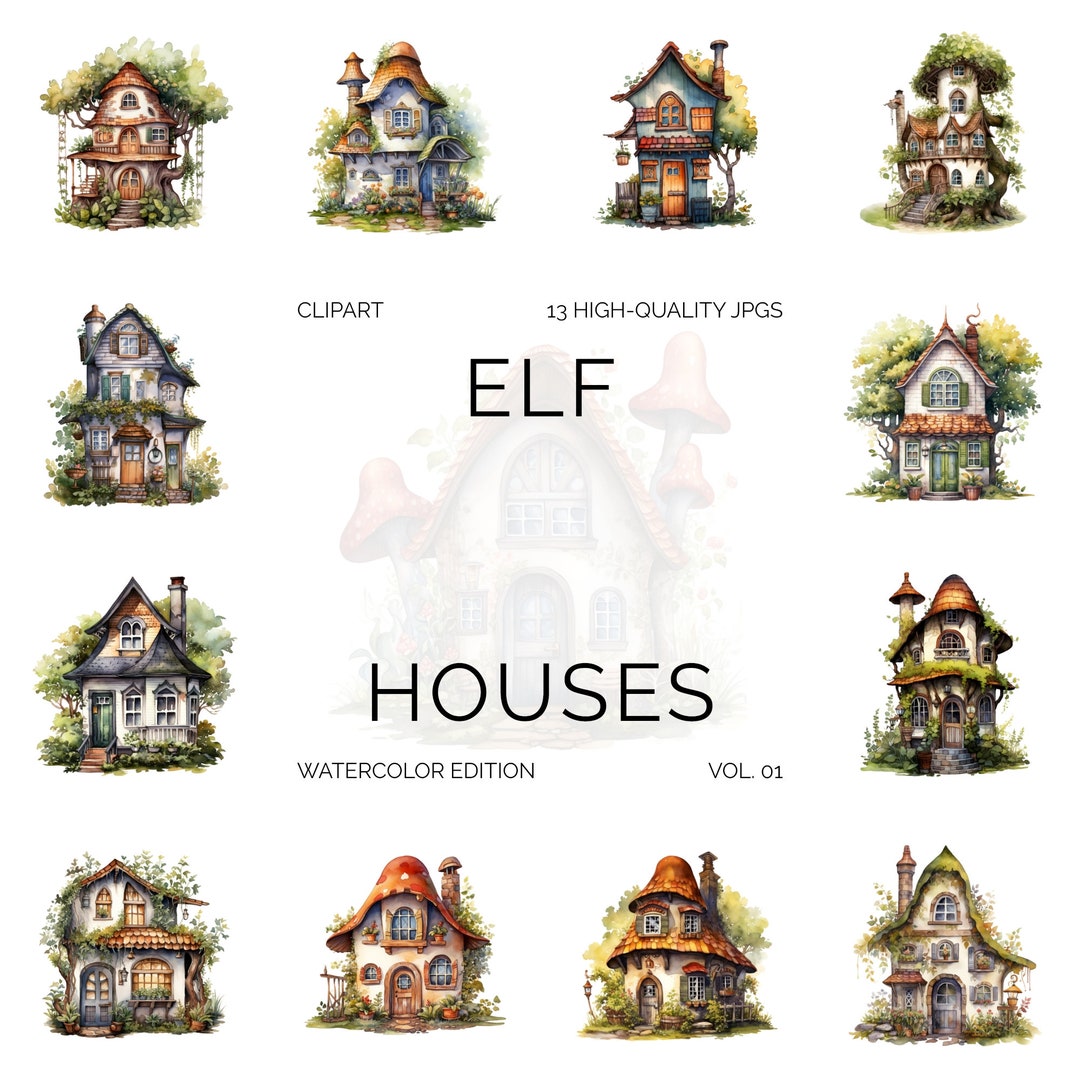 Elf Houses | Elf Houses Clipart - Vol. 01 | JPG | Instant Download ...