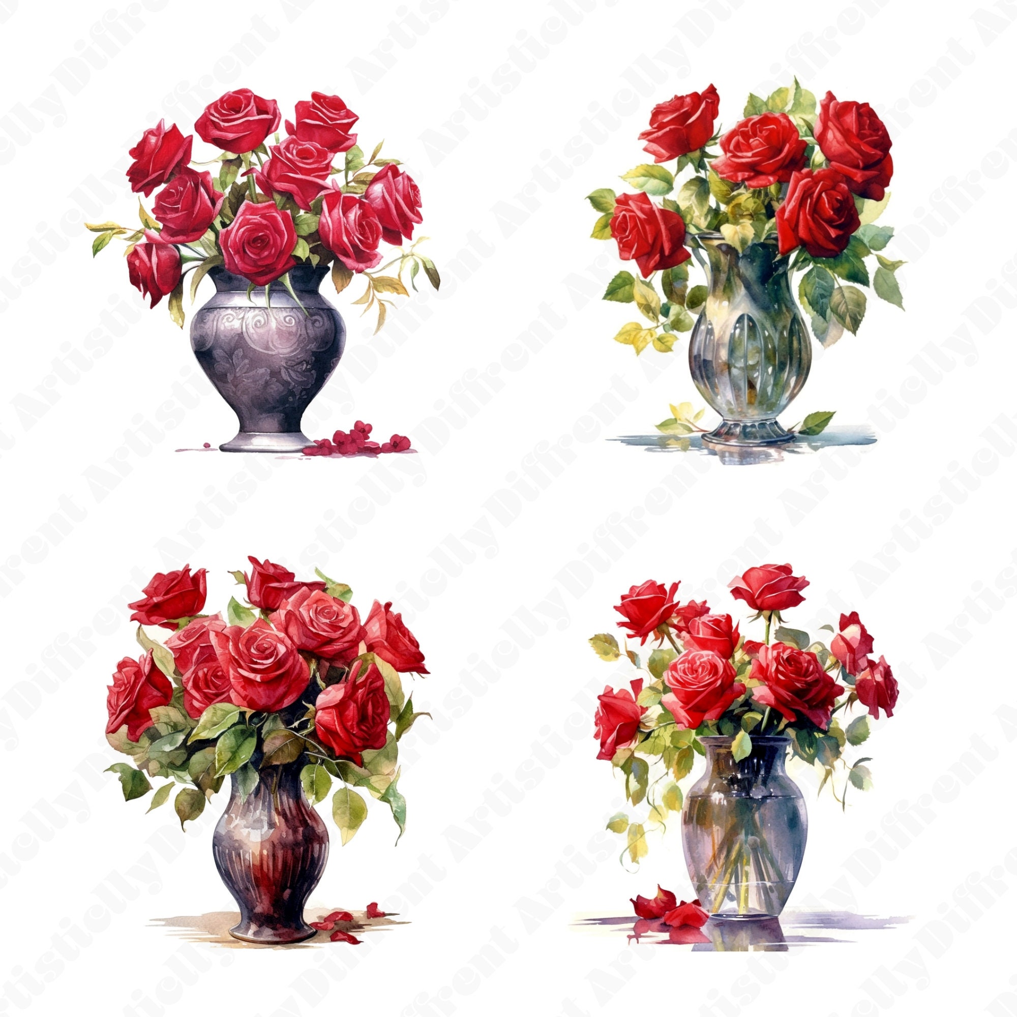 Red Roses | Red Roses Clipart | JPG | Instant Download | Commercial Use ...