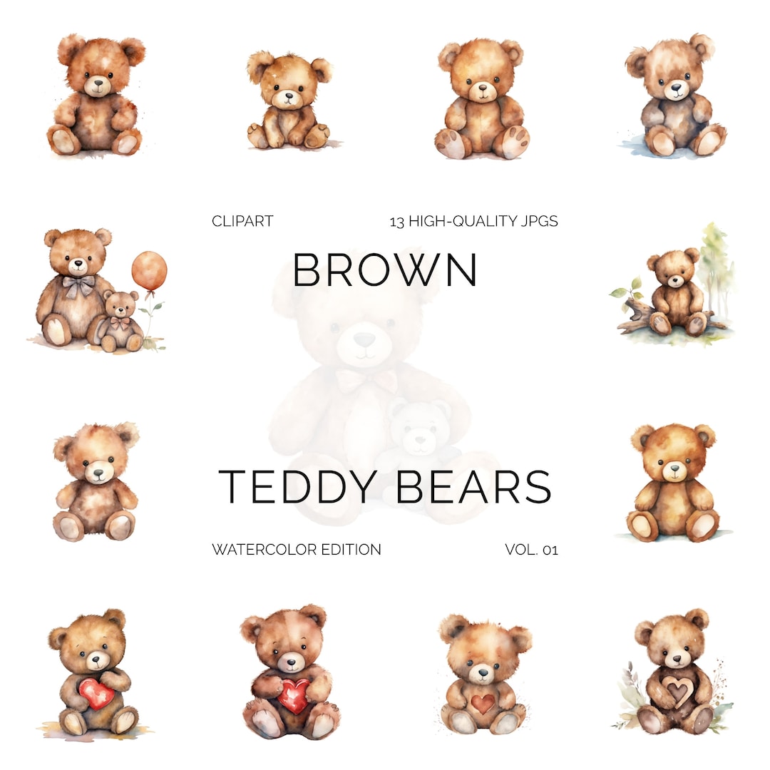 Teddy Bears | Brown Teddy Bear Clipart | JPG | Instant Download ...