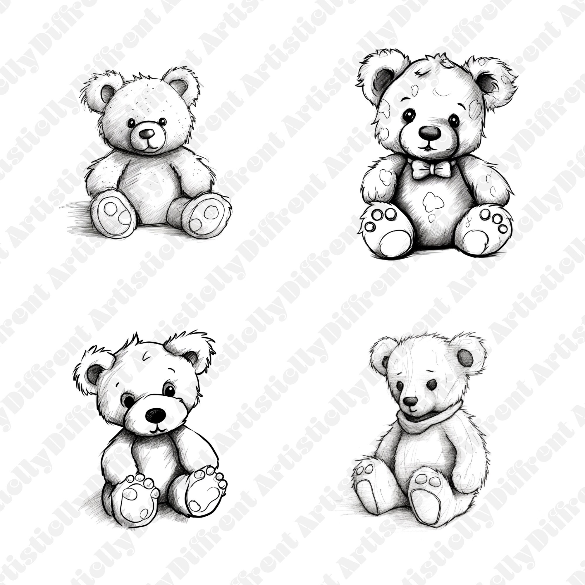 Teddy Bears | Drawn Teddy Bear Clipart | JPG | Instant Download ...