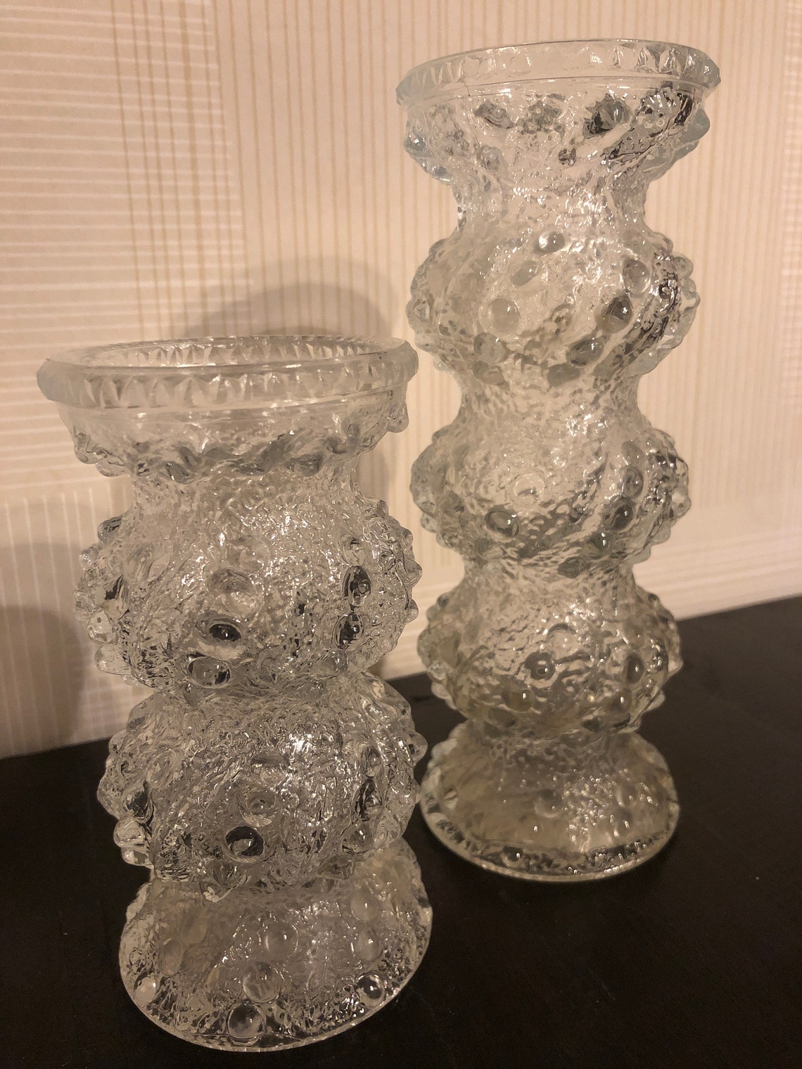 3 Vintage Stolzle Oberglas Art Glass Vases Austria, 1 X 12,5 and 2 X 18 ...