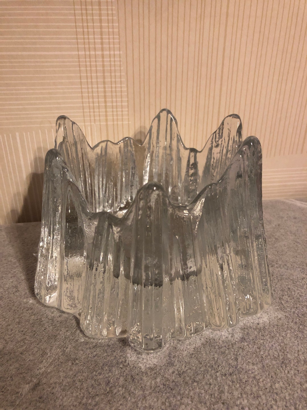 Vintage Nybro Crystal Candle Holder: Swedish Mid-century Modern Decor ...