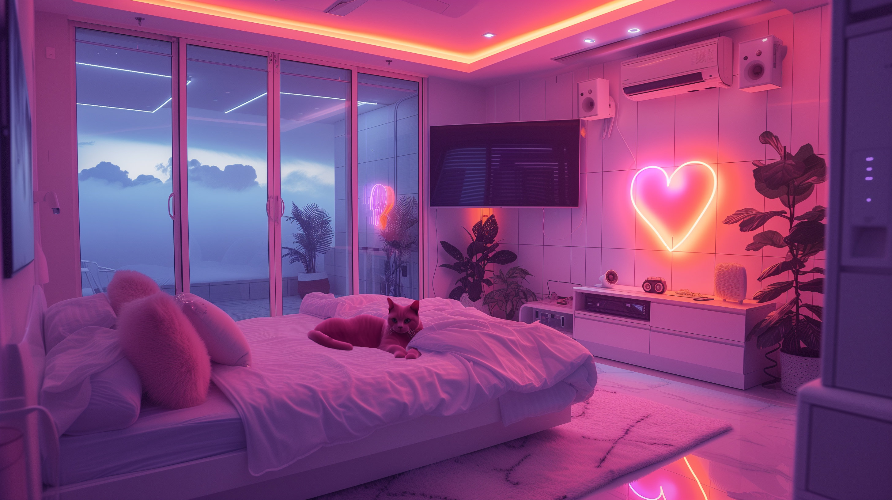 Vtuber/twitch Streamers Love This Pink-purple Bedroom Backdrop—romantic ...