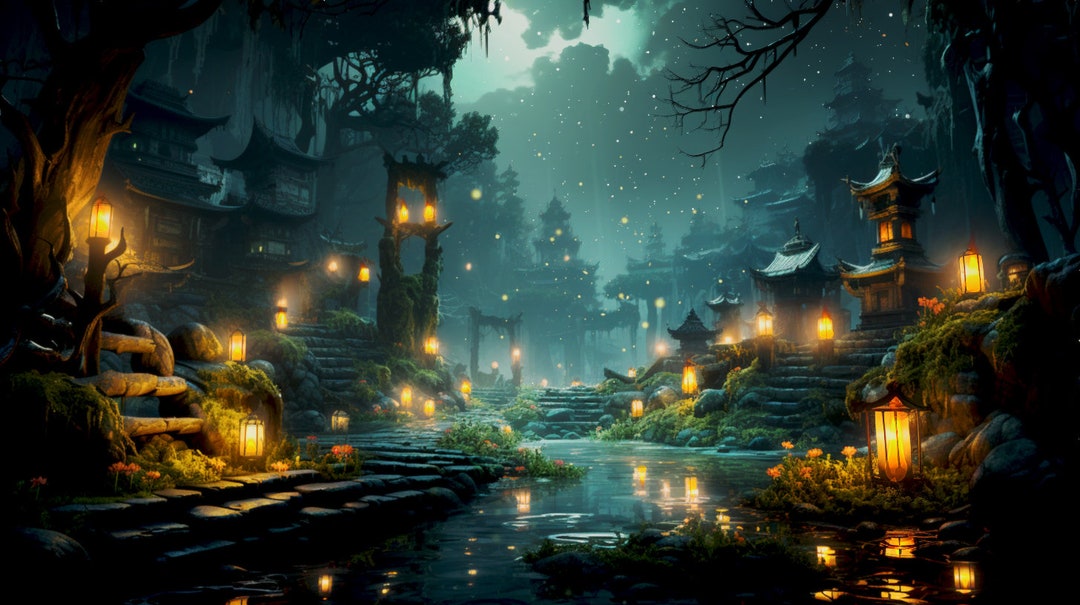 4k Lofi Japanese Graveyard With Candles Ideal for Vtuber Twitch ...