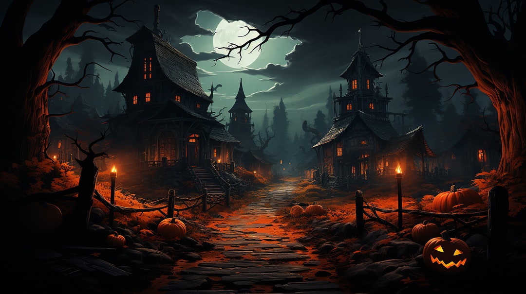 LOOPED ANIMATED BACKGROUND | Haunted House and Pumpkins | Vtuber Twitch ...